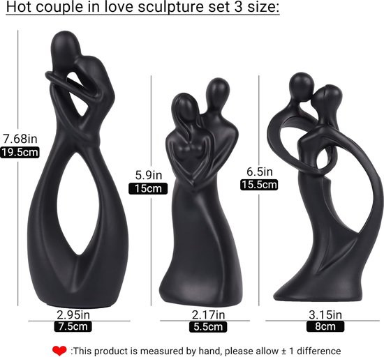 Sculptuurliefhebbers knuffel kus beeldje set van 3 Valentijnsdag ...