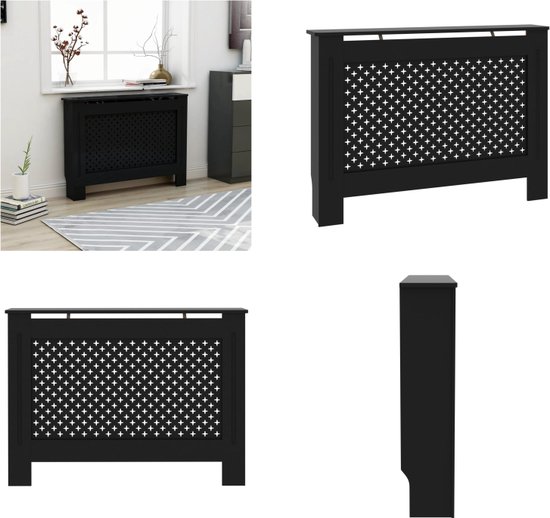 vidaXL Radiatorombouw 112x19x81 cm MDF zwart - Radiatorombouw ...