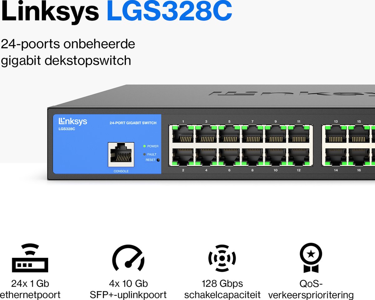 Linksys LGS328C - Network Switch - Gigabit - Managed - 24 Poorten - 4 ...