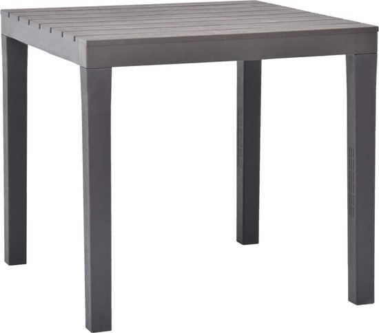 vidaXL Tuintafel met 2 banken kunststof bruin Tuinset Inclusief ...