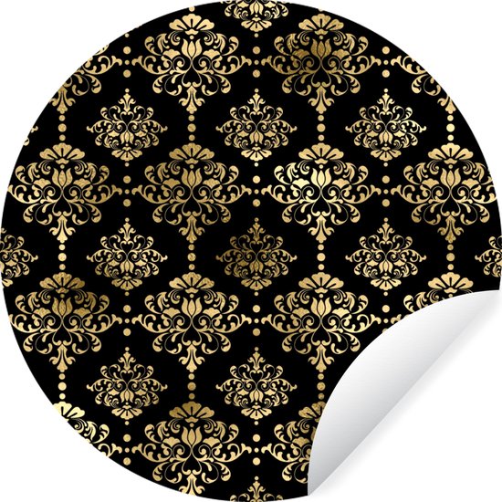 WallCircle - Muurstickers - Behangcirkel - Patronen - Barok - Goud - Zwart - 100x100... | bol