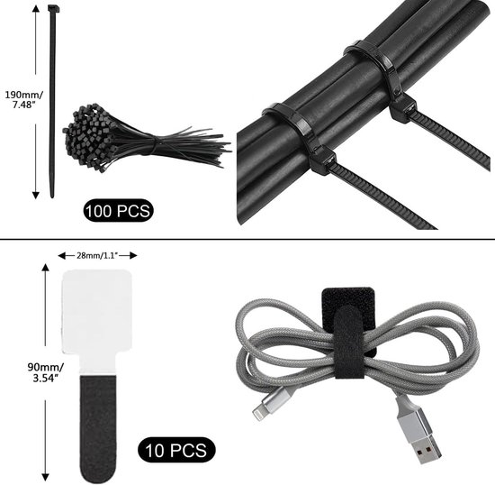 Kabel-organizer set met 188 stuks kabelopbergaccessoires Kabel ...