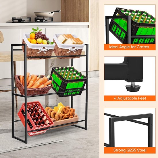 Drankrattenrek, 114,5 x 98 x 31 cm, massief drankenrek, vrijstaand en ...