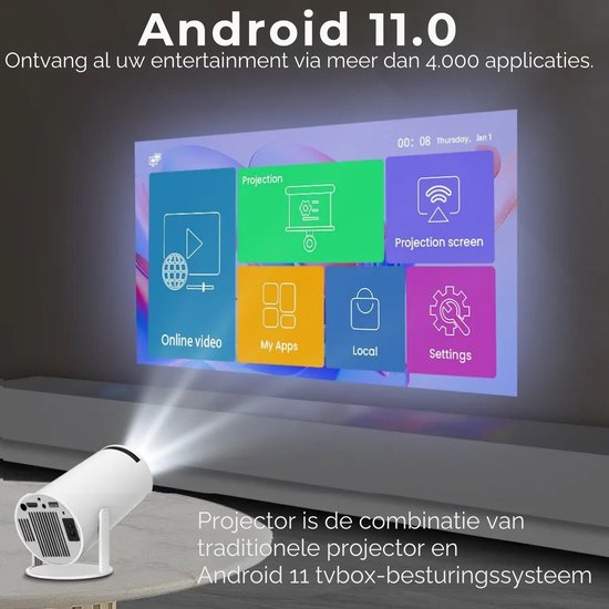Magcubic® HY300 Pro Android 11 Smart Projector - 4K, Dual WiFi, Bluetooth 5.0 -... | bol