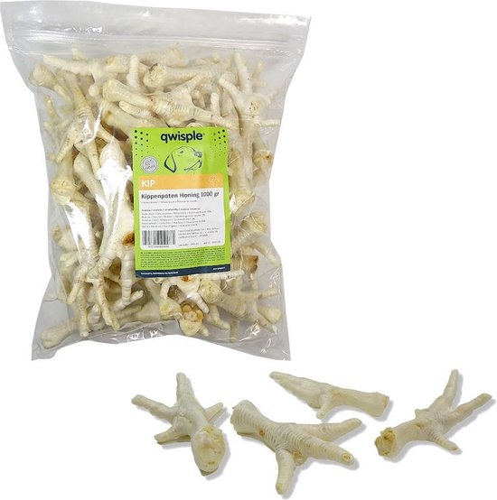 Qwisple Kippenpoten Honing - Hondensnacks Gedroogd Kip - 100 gr | bol
