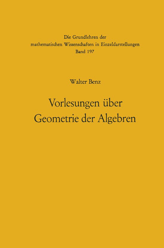 Vorlesungen Über Geometrie Der Algebren | 9783642886713 | Walter Benz ...