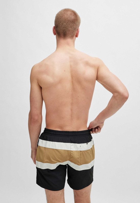 HUGO BOSS Rico swim shorts - heren zwembroek - zwart met beige en wit ...