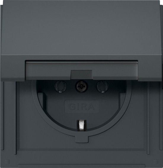 Gira stopcontact met randaarde en klapdeksel - TX44 antraciet IP44 ...