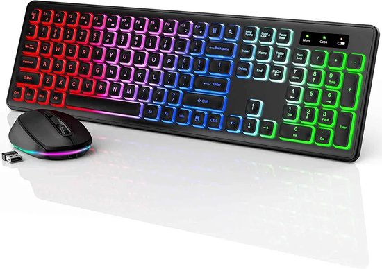 Gaming Draadloze Toetsenbord En Muis - Combi - Draadloos - Led Verlichting - Zwart -... | bol