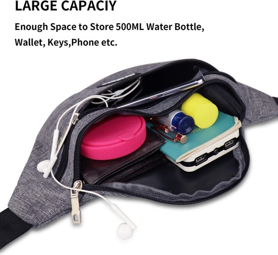 Heuptas voor dames en heren, borsttas, groot telefoontasje, 120 cm/135 ...