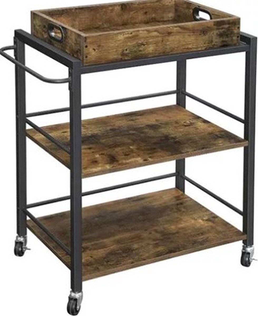 Serveerwagen op wieltjes - Industrieel - Serveerkar - Bar cart - Drank ...