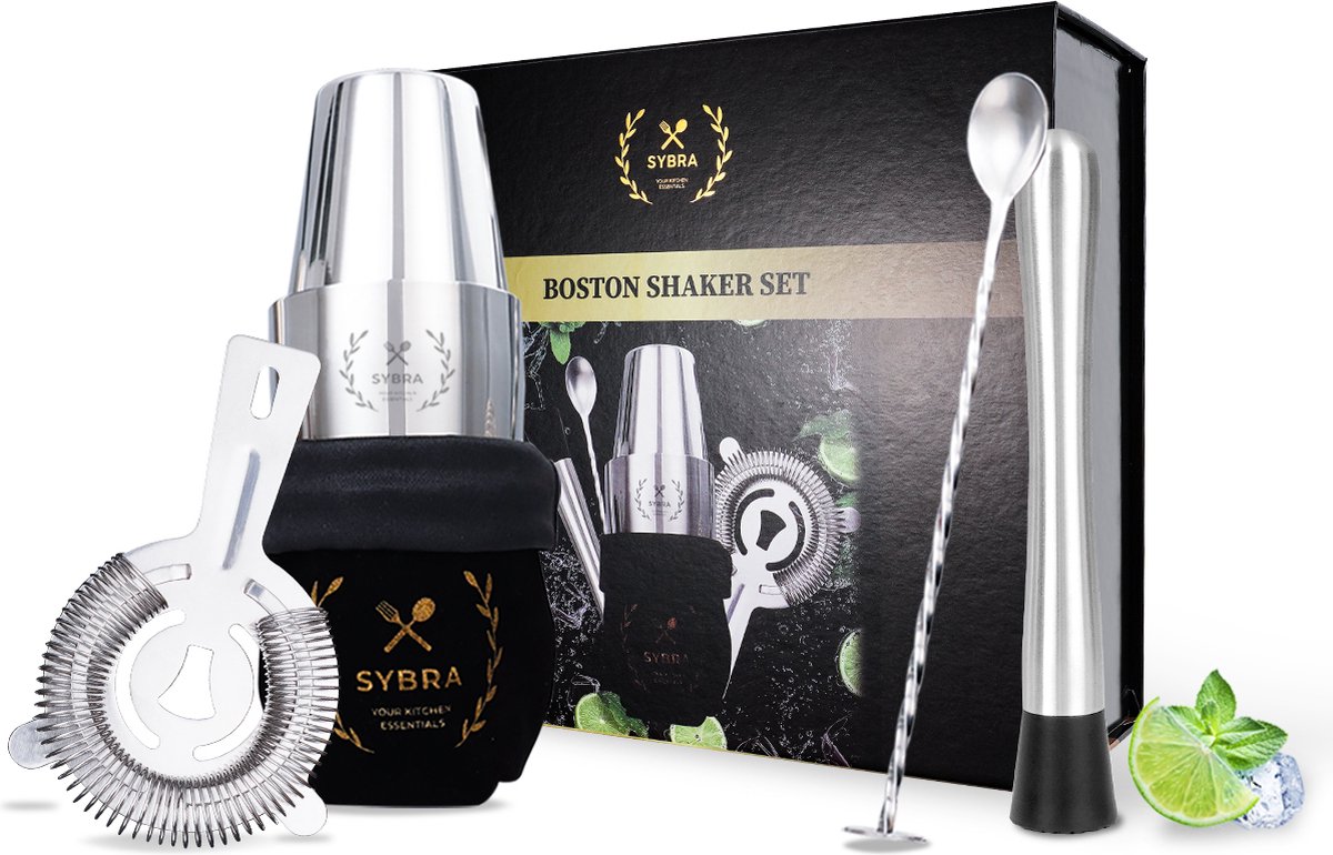 Sybra Boston Cocktailshaker - 6 delig - Cocktail shaker 750ML ...