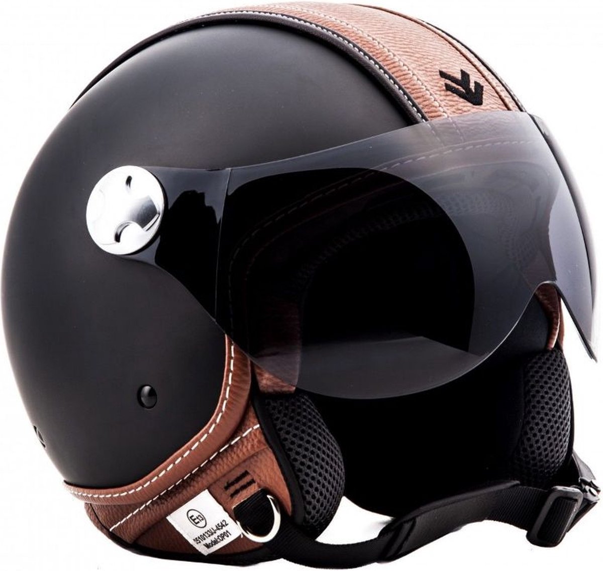 ARMOR AV-85 Leren vintage jethelm, scooterhelm, motorhelm, XS, 53-54cm ...