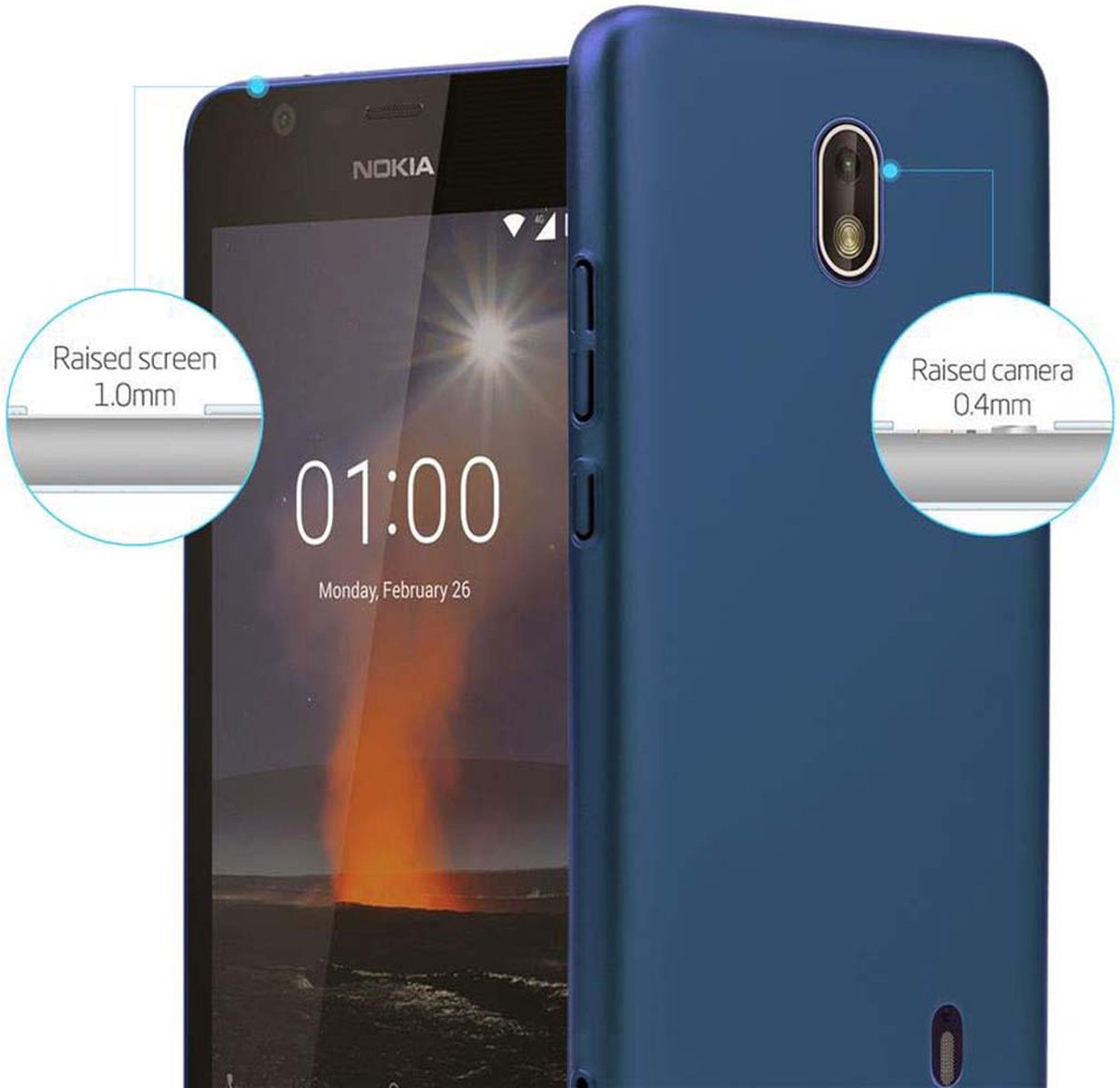 Cadorabo Hoesje voor Nokia 1 2018 in METAAL BLAUW - Hard Case ...