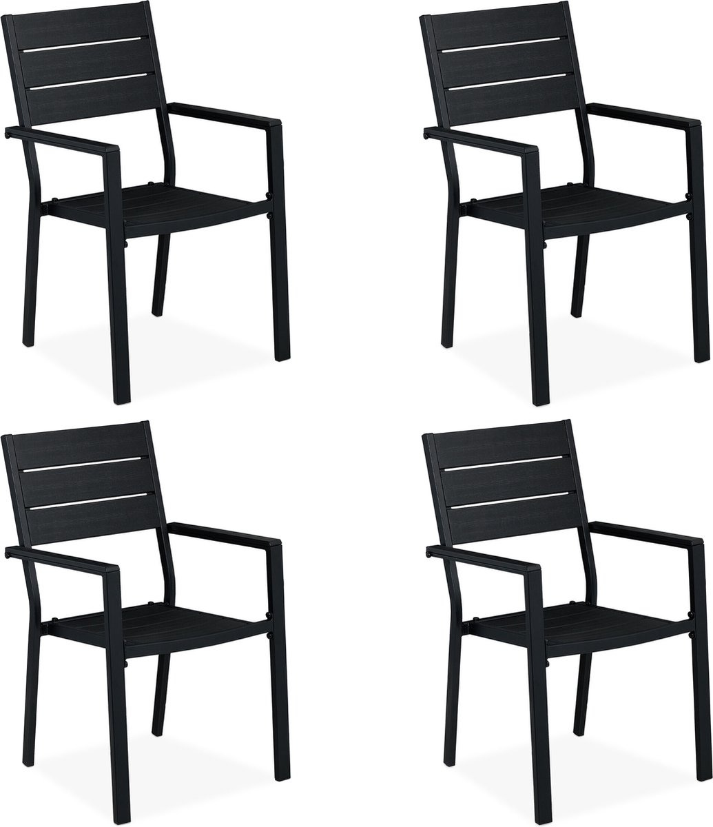 Relaxdays tuinstoel set van 4 - terrasstoel - buitenstoel metaal ...