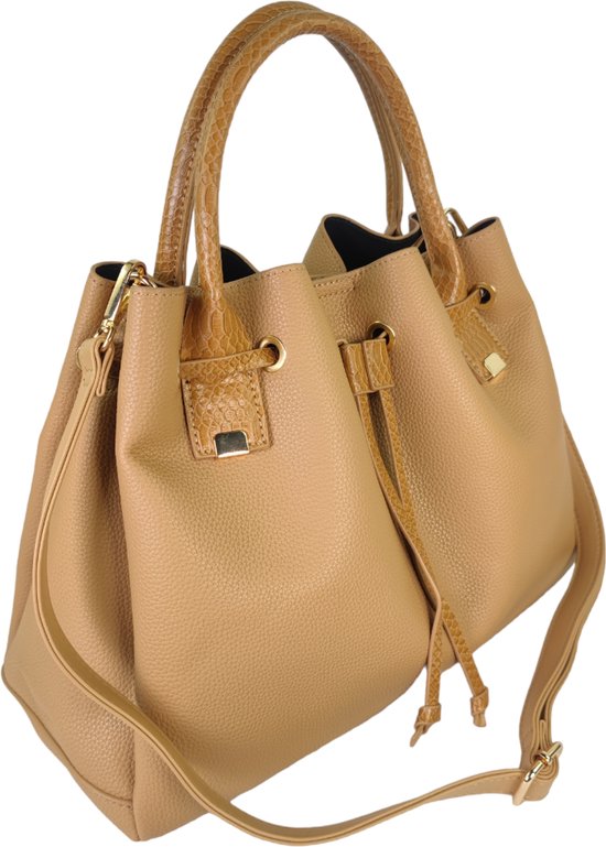 Qischa® - Handtas - dames - Schoudertas - Tas in tas - beige - 100% ...