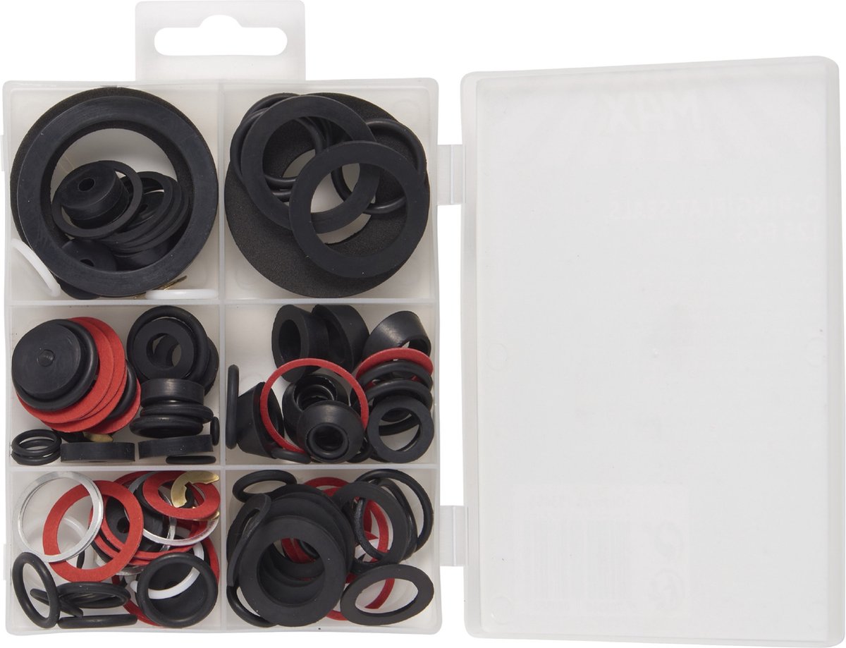 MAX Afdicht ringen Kraanrubbers vezel en O ringen assortiment 125 delig ...