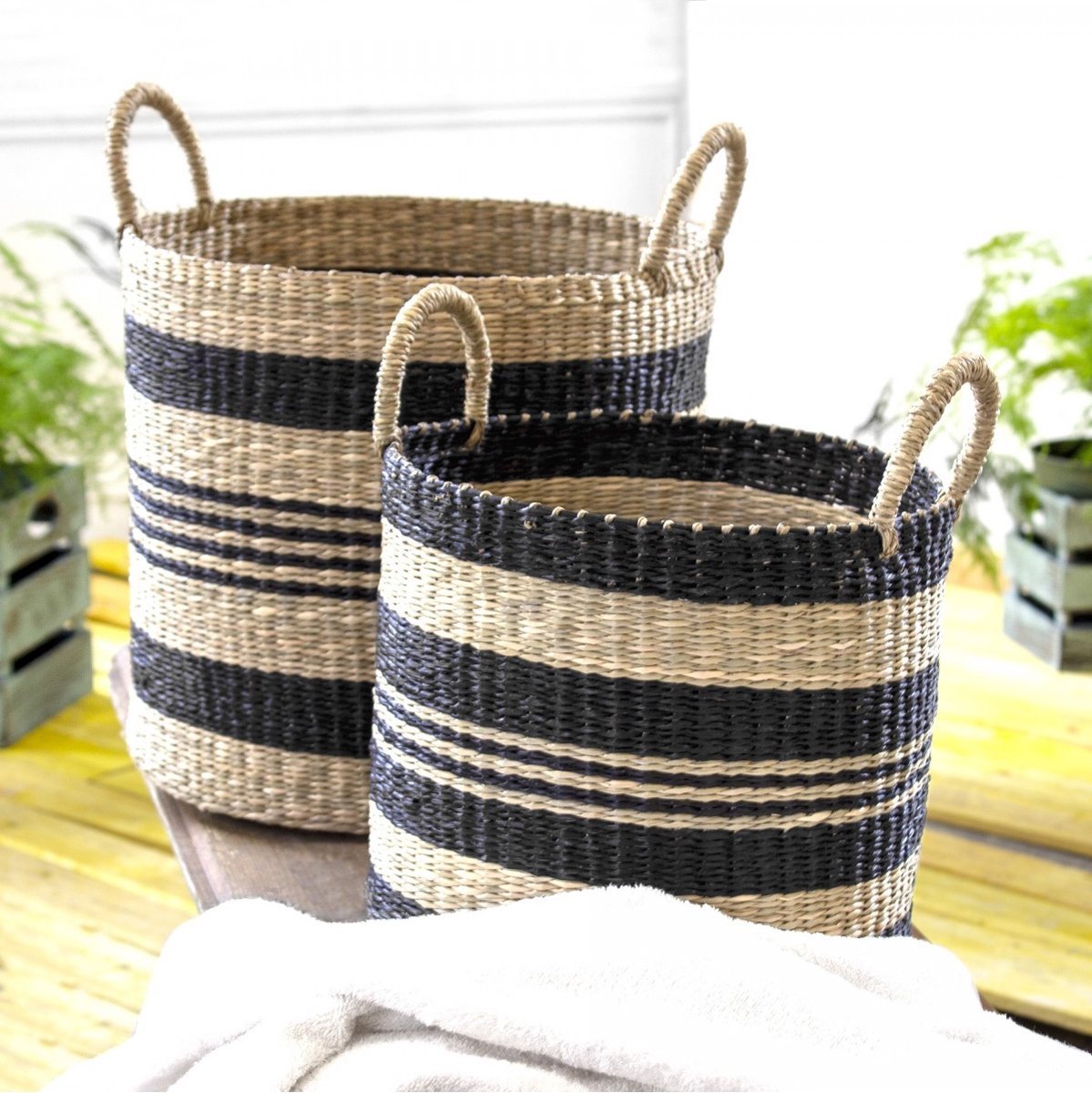 Set van 2 tweekleurige ronde manden in zeebies | bol.com