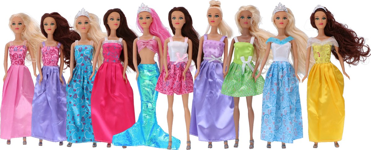 Eddy Toys Poppenset - 10 Poppen - 29 CM - Gekleurde Kledingmix | bol