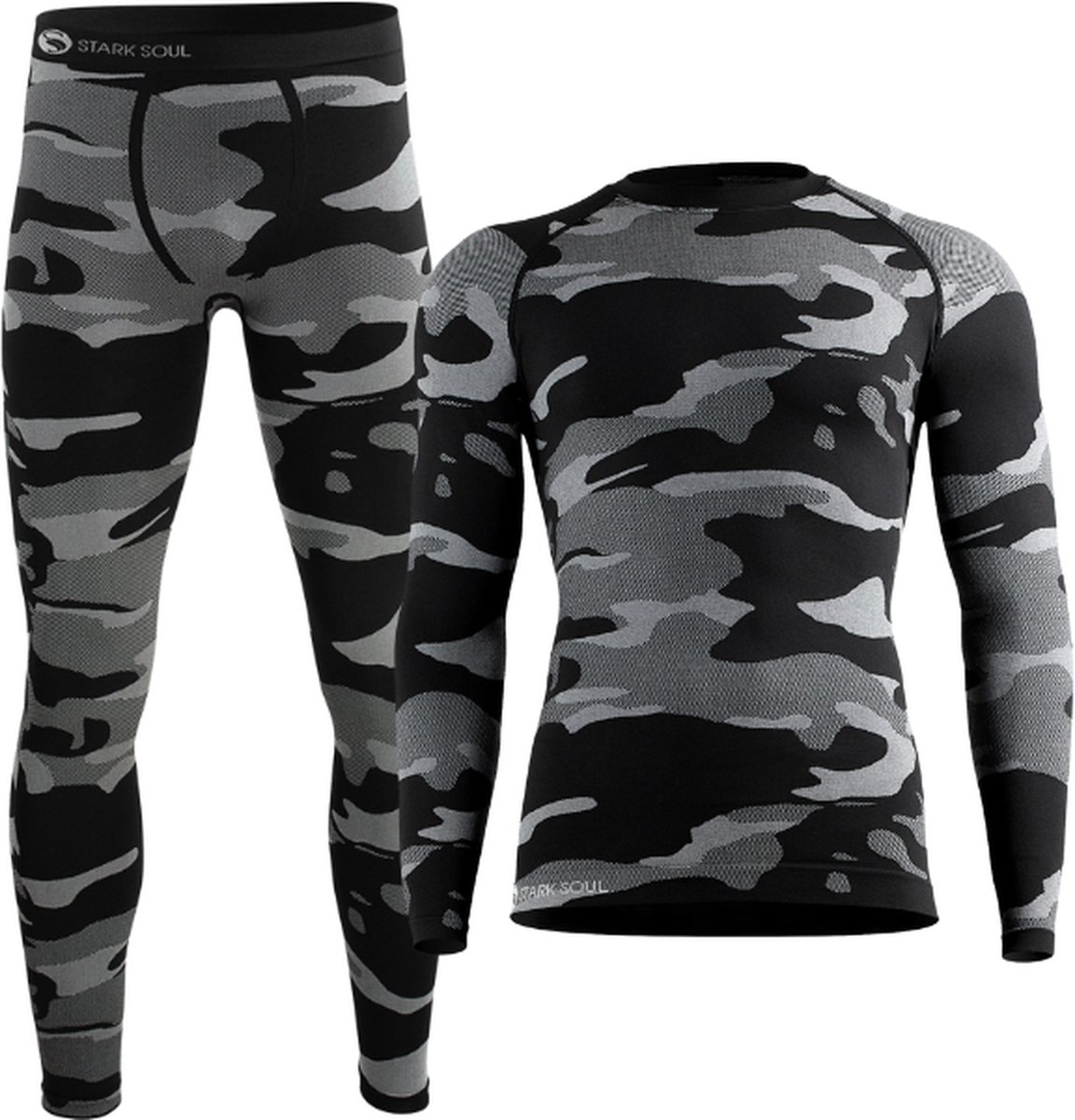 Heren Thermoset - Thermopak - Thermokleding Lang - Camouflage Zwart ...