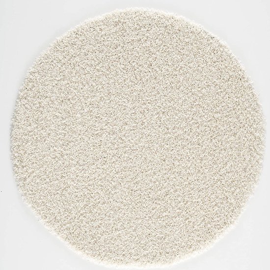 Balais Shaggy Plus Rond Effen Hoogpolig Vloerkleed Tapijt Creme- 80 CM ...