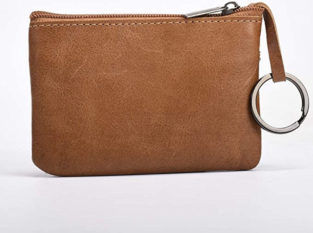 Leer Munten Portemonnee - Unisex Kleine Munt Portemonnee - Twee Vakken ...