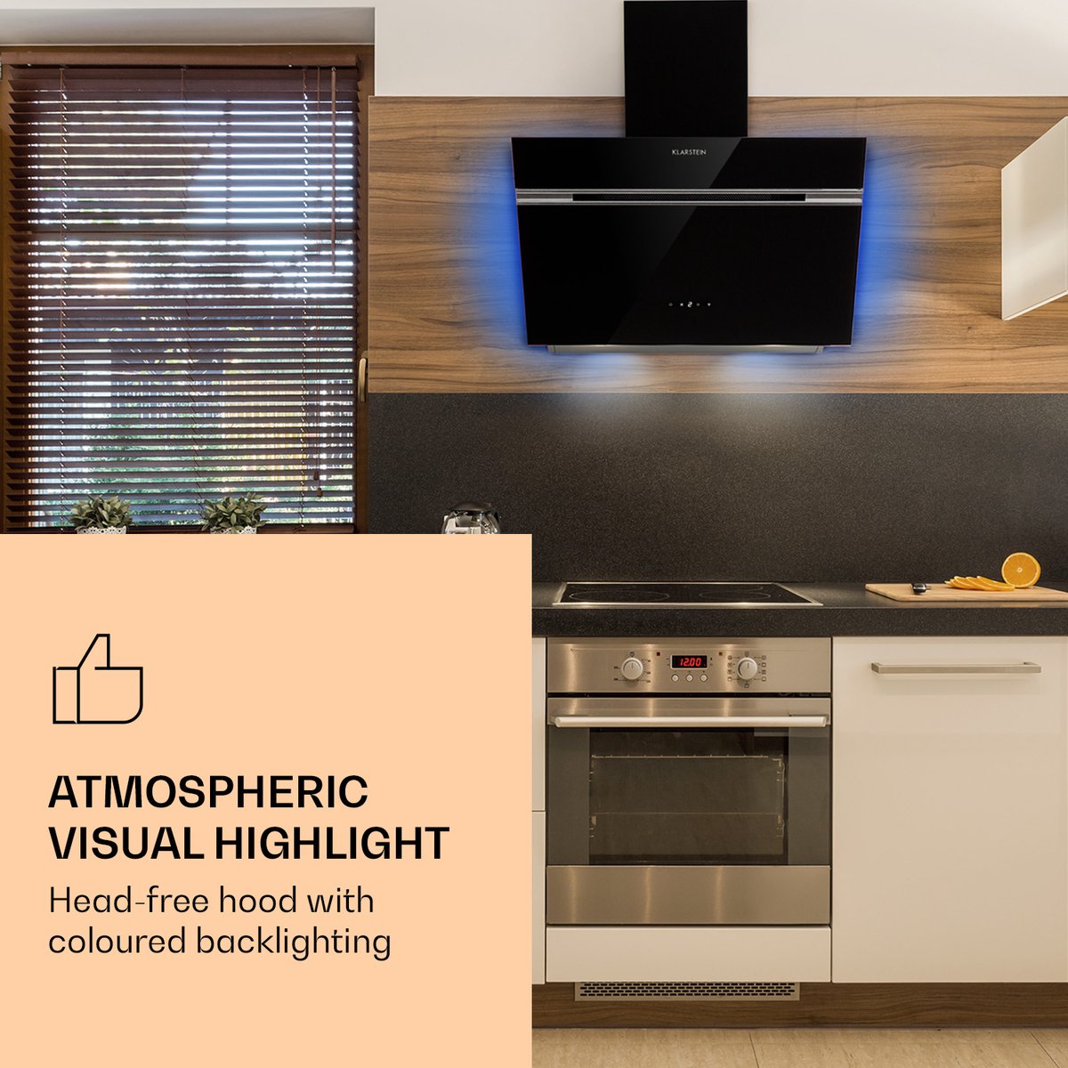 Alina 60 Smart afzuigkap 60 cm 594 m³/h led-sfeerlicht glazen front ...