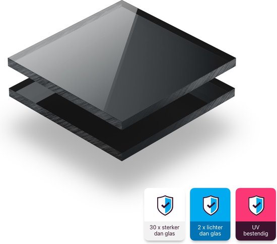 Plexiglas plaat 3 mm dik - 140 x 90 cm - Spiegel Antraciet | bol