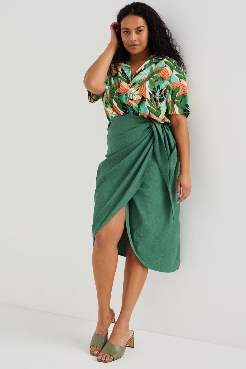 WE Fashion Dames overslagrok met structuur - Curve | bol