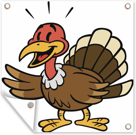 Tuindoek Cartoon illustratie van een kalkoen - 100x100 cm | bol