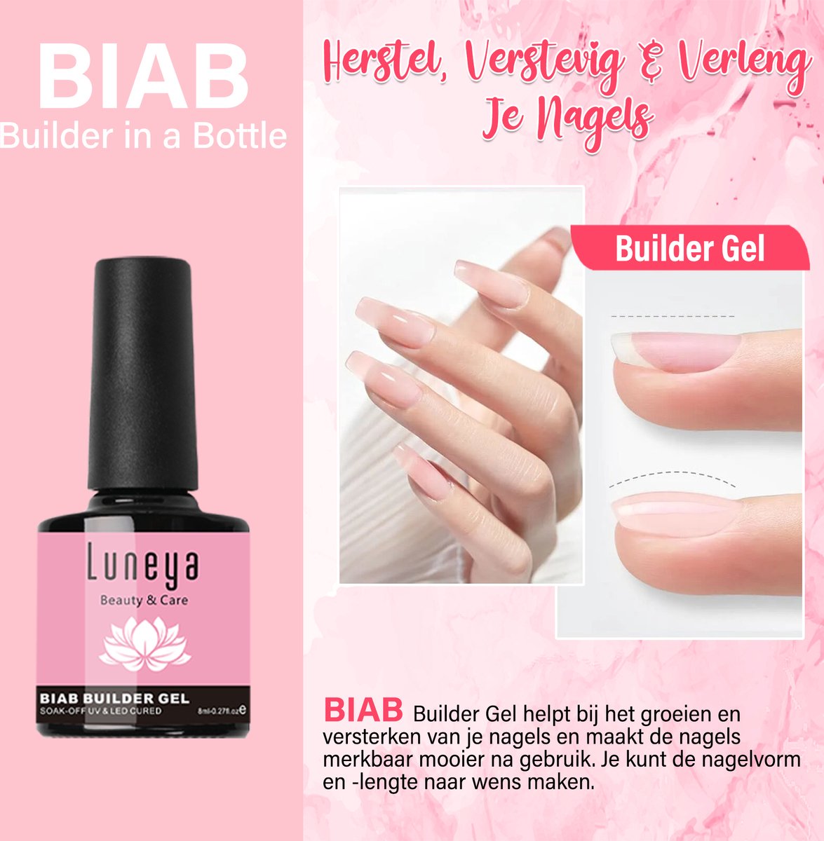 Luneya BIAB Starter Pakket – Builder in a Bottle – BIAB Nagel Builder Gel – BIAB... | bol.com