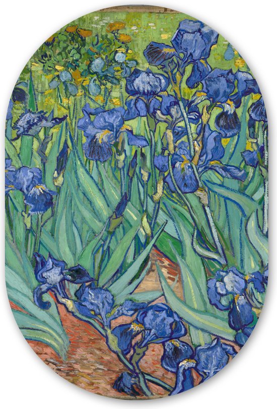 Muurovaal - Kunststof Wanddecoratie - Ovalen Schilderij - Irissen - Vincent van Gogh -... | bol.com