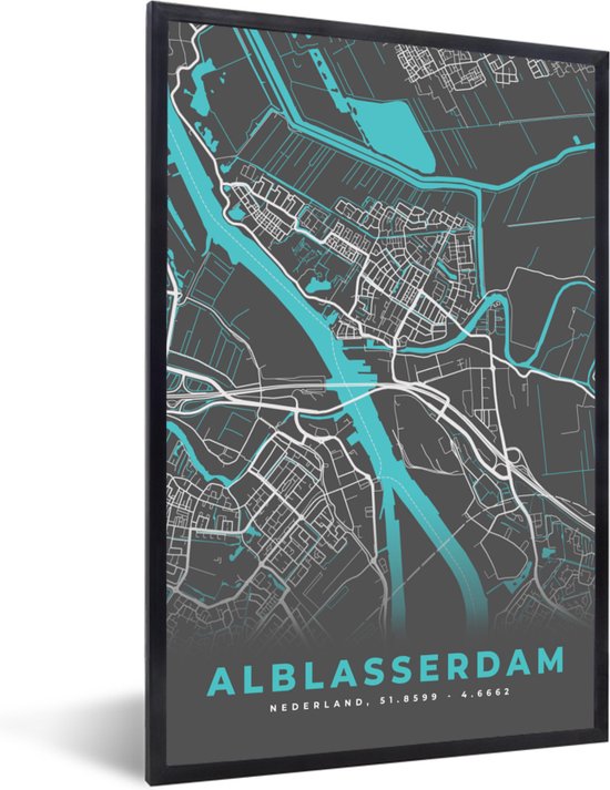 Fotolijst incl. Poster - Alblasserdam - Stadskaart - Kaart ...