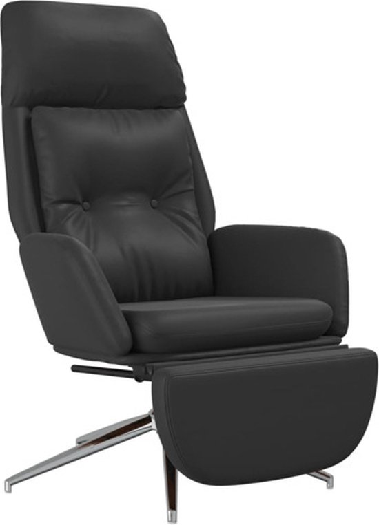 vidaXL Relaxstoel met voetensteun echt leer en kunstleer zwart | bol