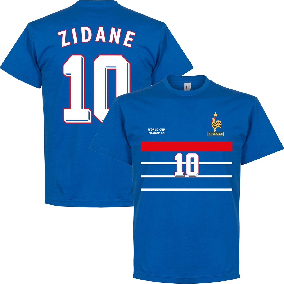 Frankrijk Zidane 1998 Retro Team T-Shirt - Blauw - S | bol.com