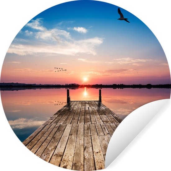 MuchoWow - Behangcirkel - Pier - Water - Zonsondergang - Horizon ...