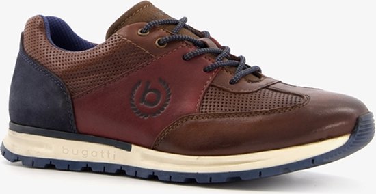 Bugatti leren heren sneakers - Bruin - Maat 43 - Uitneembare zool | bol.com