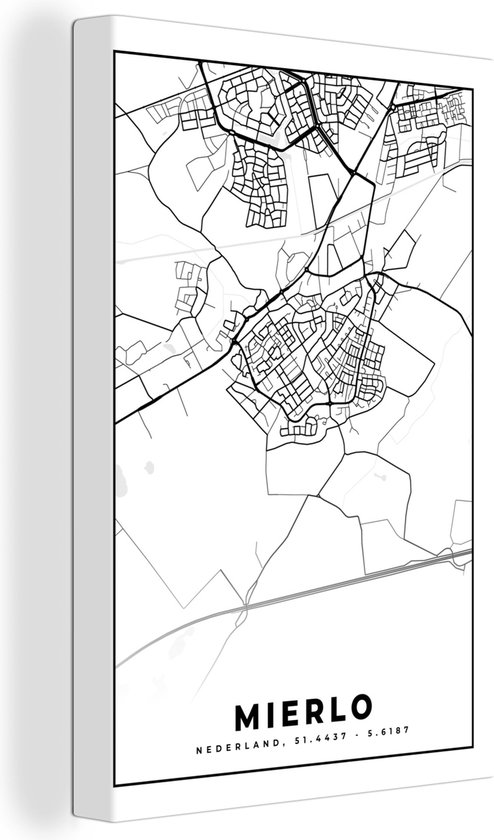 Canvas Schilderij Mierlo - Plattegrond - Kaart - Stadskaart - 80x120 cm ...
