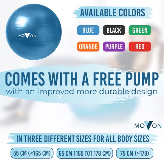 Anti Burst Gymbal / Yogabal, Ergonomische Zit-/ Balansbal, Extra ...