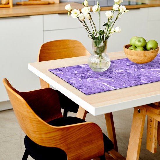 KitchenYeah® - Tafelloper met print - Vinyl - Marmer - Verf - Paars ...