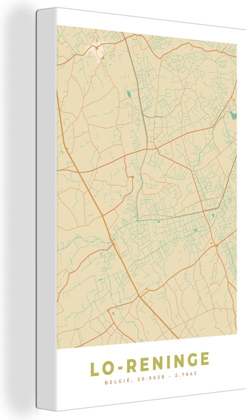 Canvas Schilderij België - Lo-Reninge - Plattegrond - Kaart ...