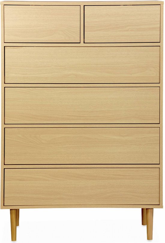 Alice's Garden | Ladekast Mika | 80x40x120cm | 6 lades | Naturel | bol.com