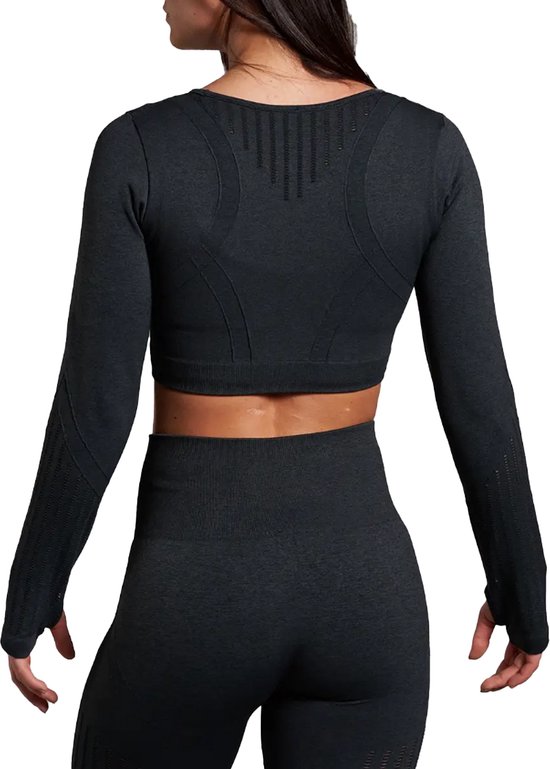 Forza fighting long sleeve seamless crop top in de kleur zwart. | bol