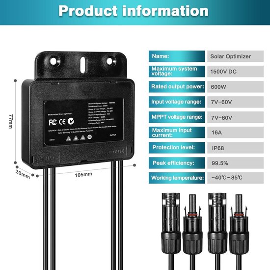 Solar Optimizer 600W MPPT fotovoltaïsch paneel spanningsstabilisatie ...