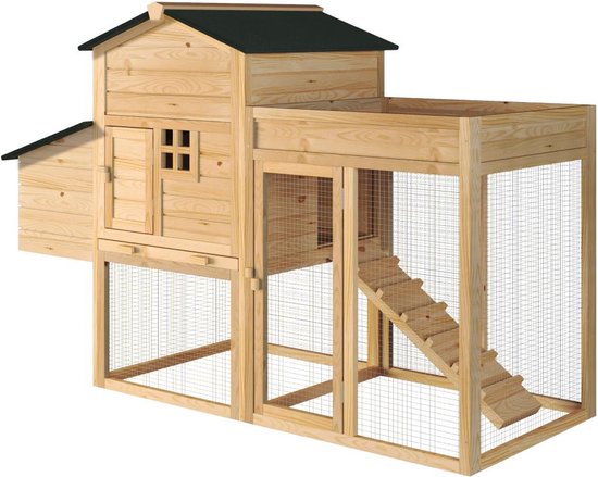 Vente-unique Kippenhok met omheining en moestuin - 4 kippen - L168 x ...