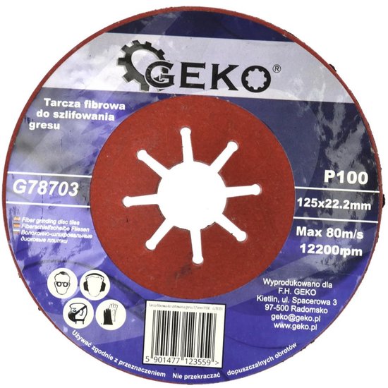 GEKO Coarse grit fiberschijf - silicon carbide - 125 mm - P100 | bol