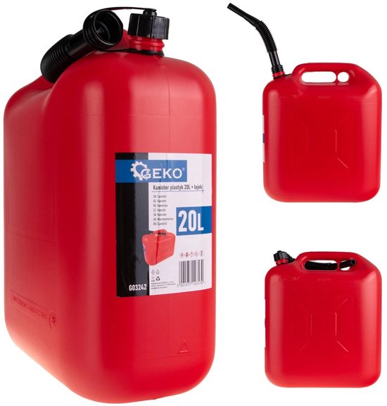 GEKO Plastic brandstofkan - 20 liter - Flexibele tuit - Ergonomisch ...