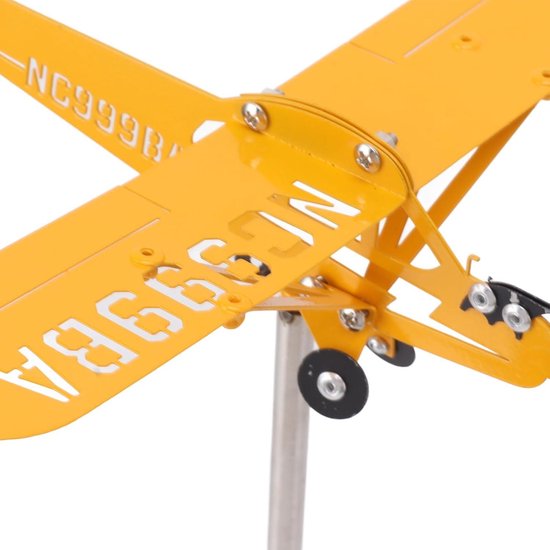 Piper J3 Cub Vliegtuig Windwijzer 3D Metalen Sculptuur Tuin Decor - Buiten Dak... | bol