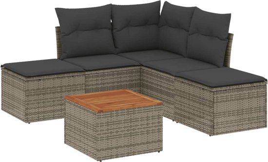 vidaXL Loungeset 6-delig - Grijs - Rattan & Staal | bol
