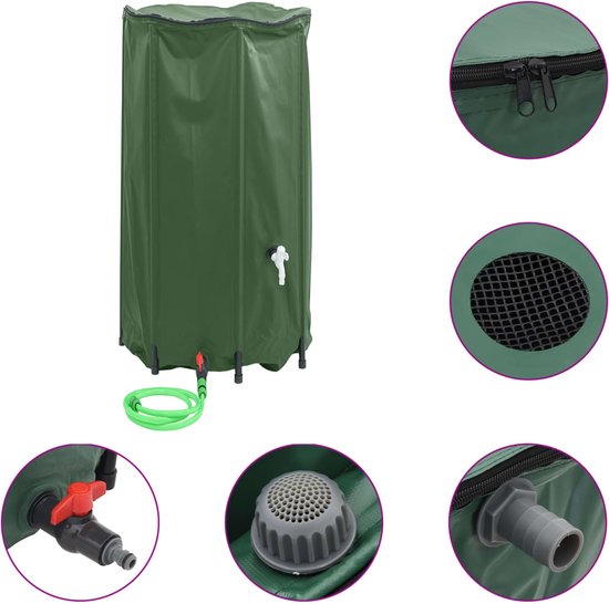 vidaXL Watertank - Opvouwbaar - 380L - PVC - Groen Regenwateropvang ...